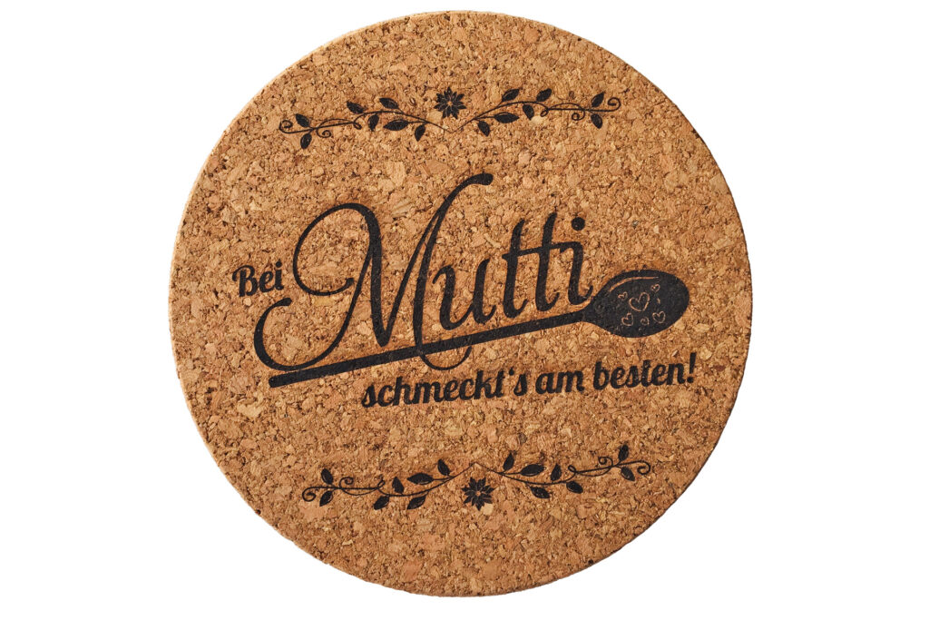 Topfuntersetzer aus Kork mit Gravur - Geschenkekeller - Persönliche ...